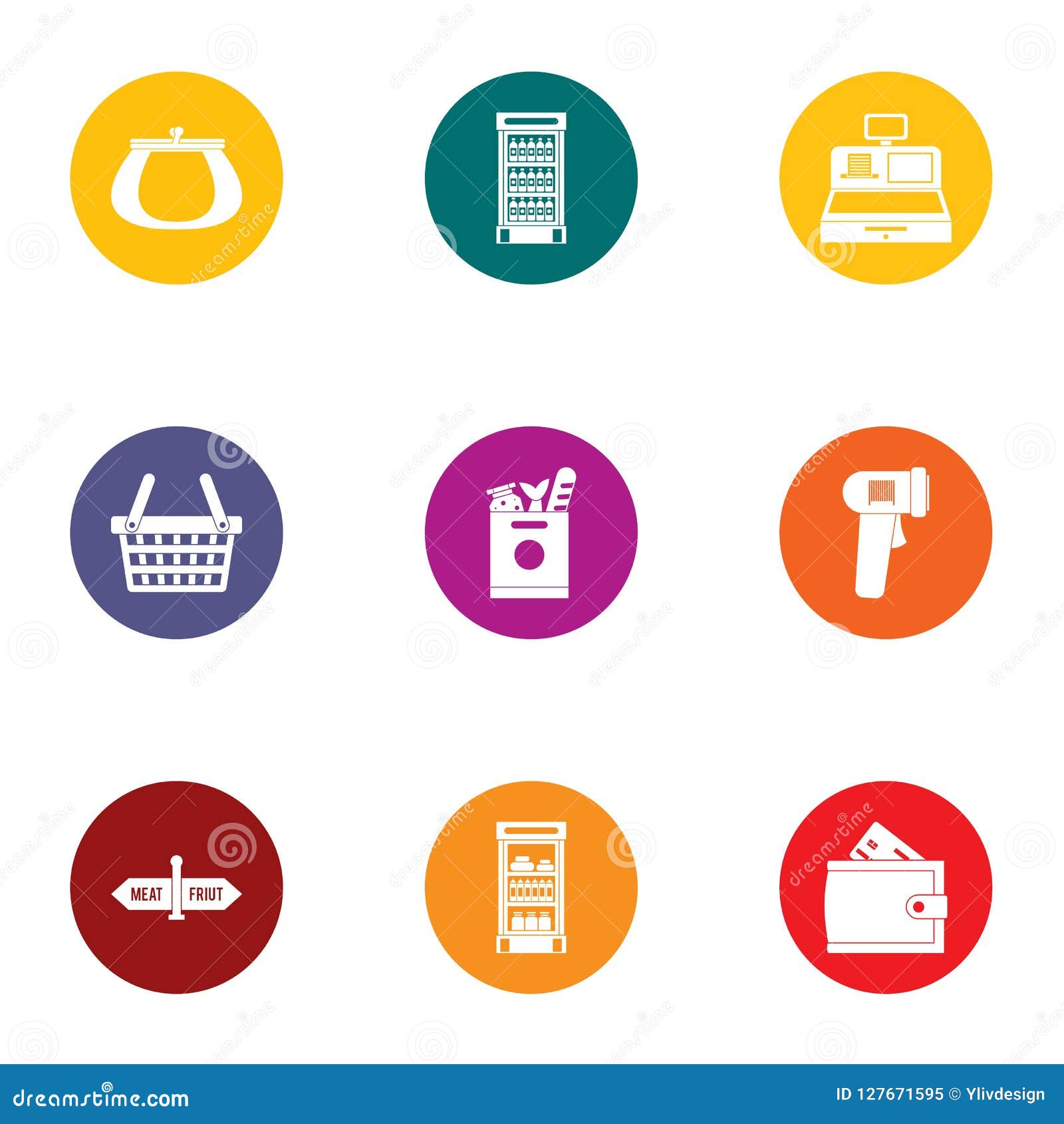 Checkout Icons Set, Flat Style Stock Vector - Illustration of checkout ...