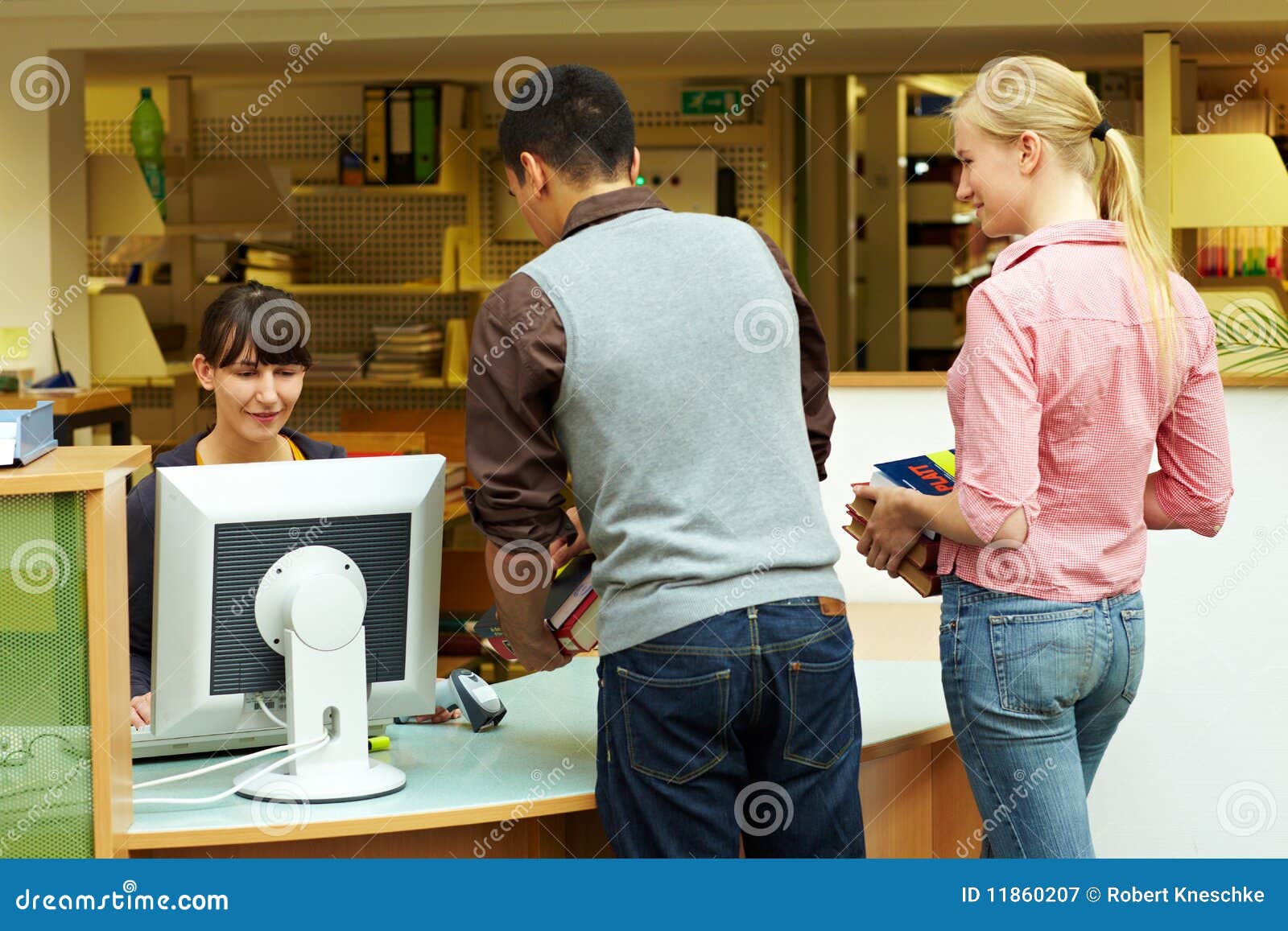 Checkout at library stock image. Image of research, female - 11860207