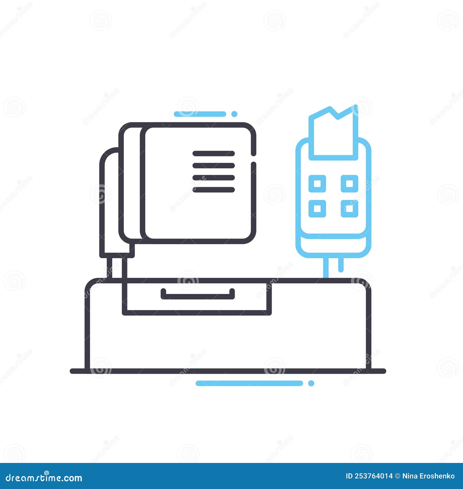 Checkout Line Icon, Outline Symbol, Vector Illustration, Concept Sign ...