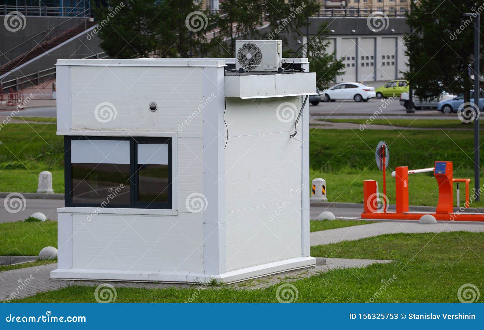 Checkpoint with a Gate and Security Booth Stock Image - Image of street ...