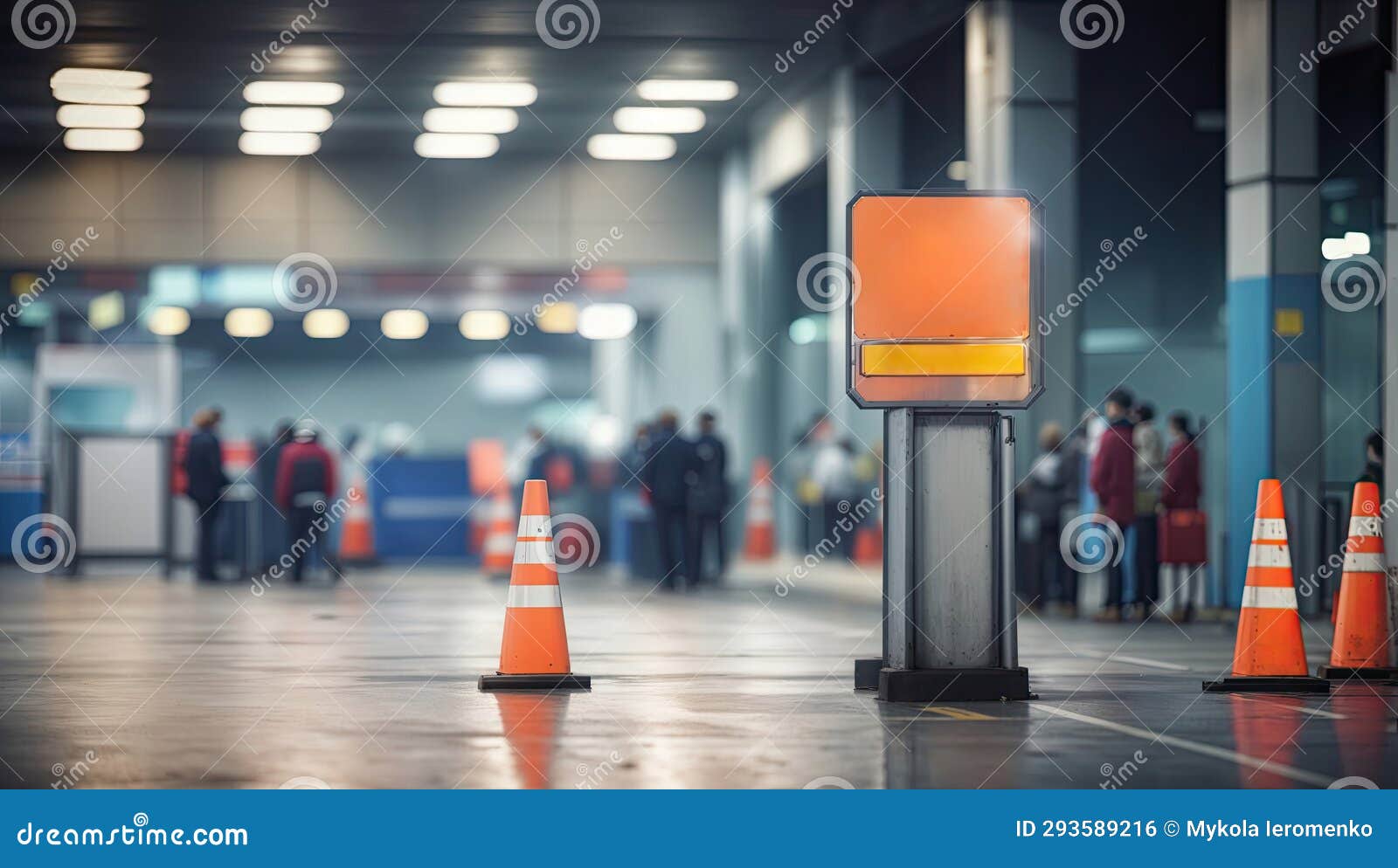 Checkpoint and People Standing Behind in Line Stock Illustration ...
