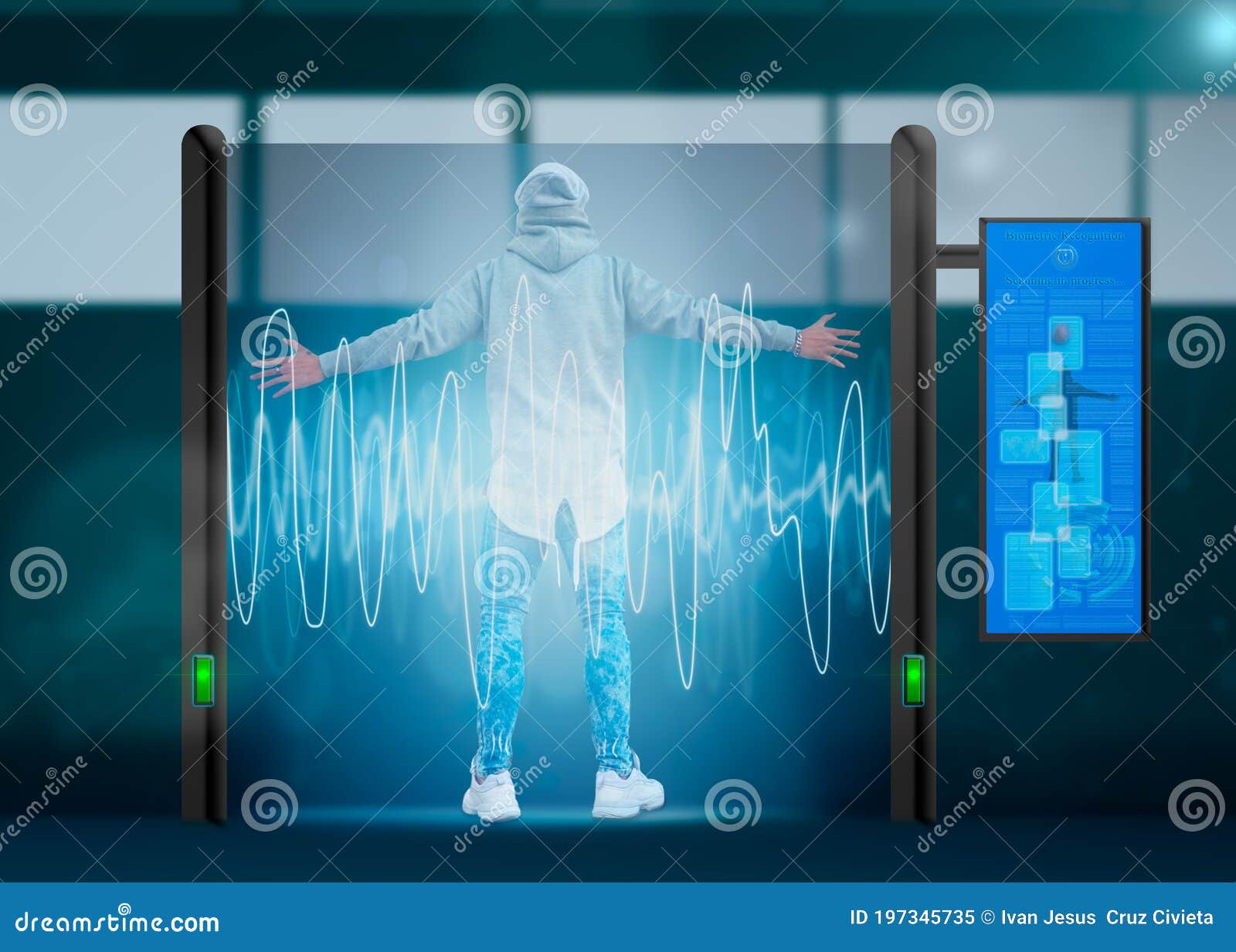Biometric Scanner Unlocking Secure Door With High-Tech Security Royalty ...
