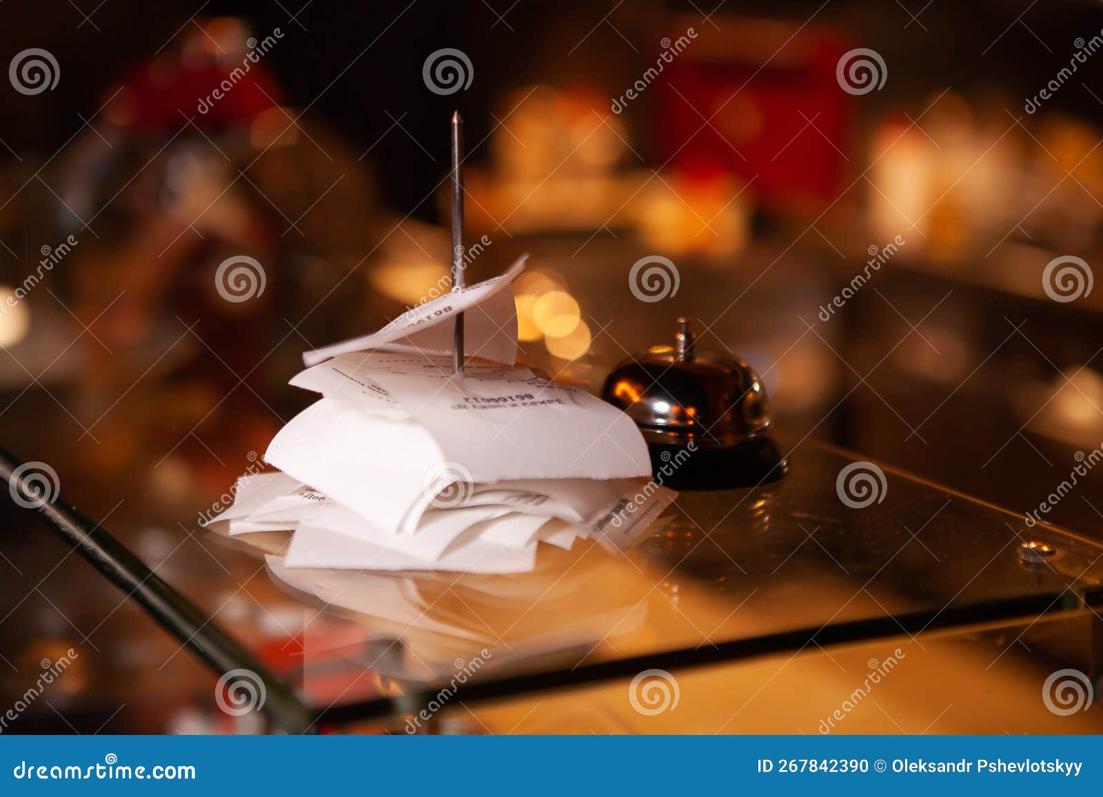 Checks from Completed Orders in the Bar or Restaurant Kitchen Impaled ...