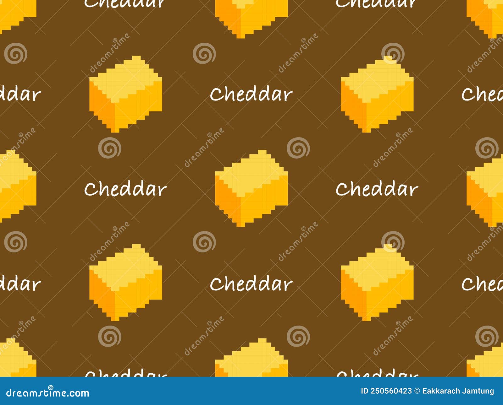 Cheddar Cheese Seamless Pattern on Yellow Background. Pixel Style Stock ...