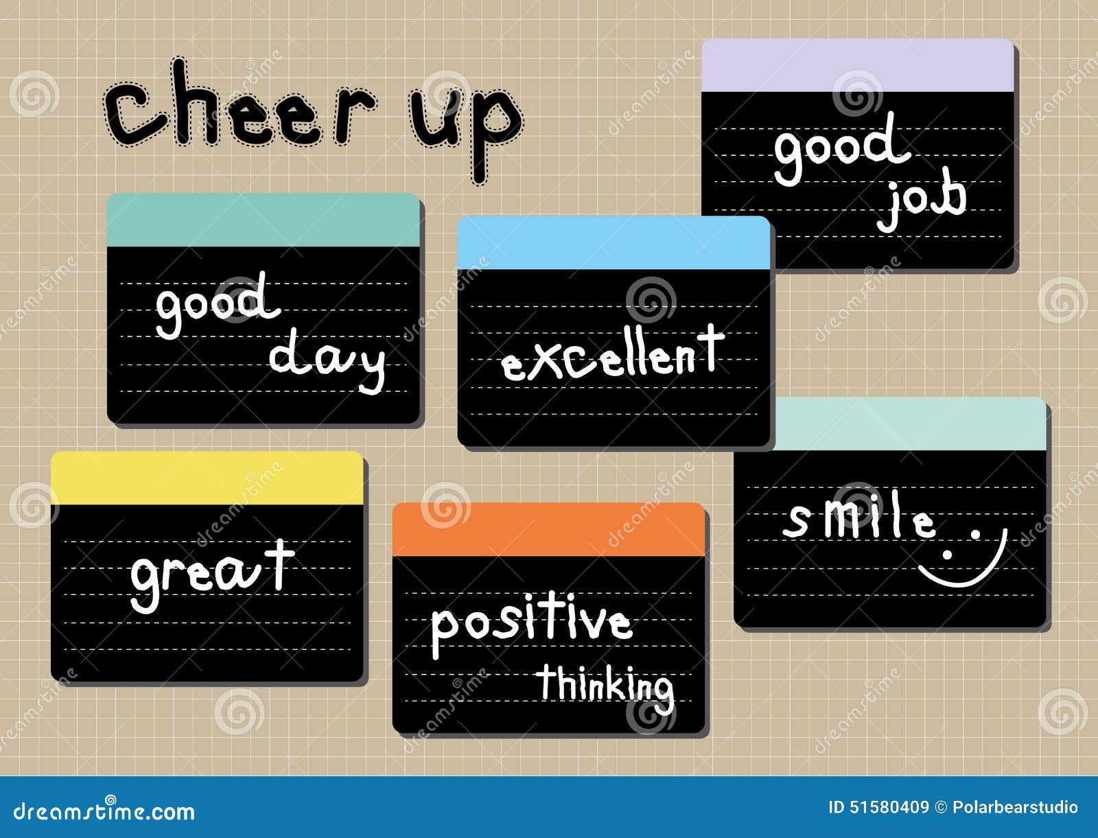 Cheer Up Wording Post It White Graph Background Vector Illustration ...