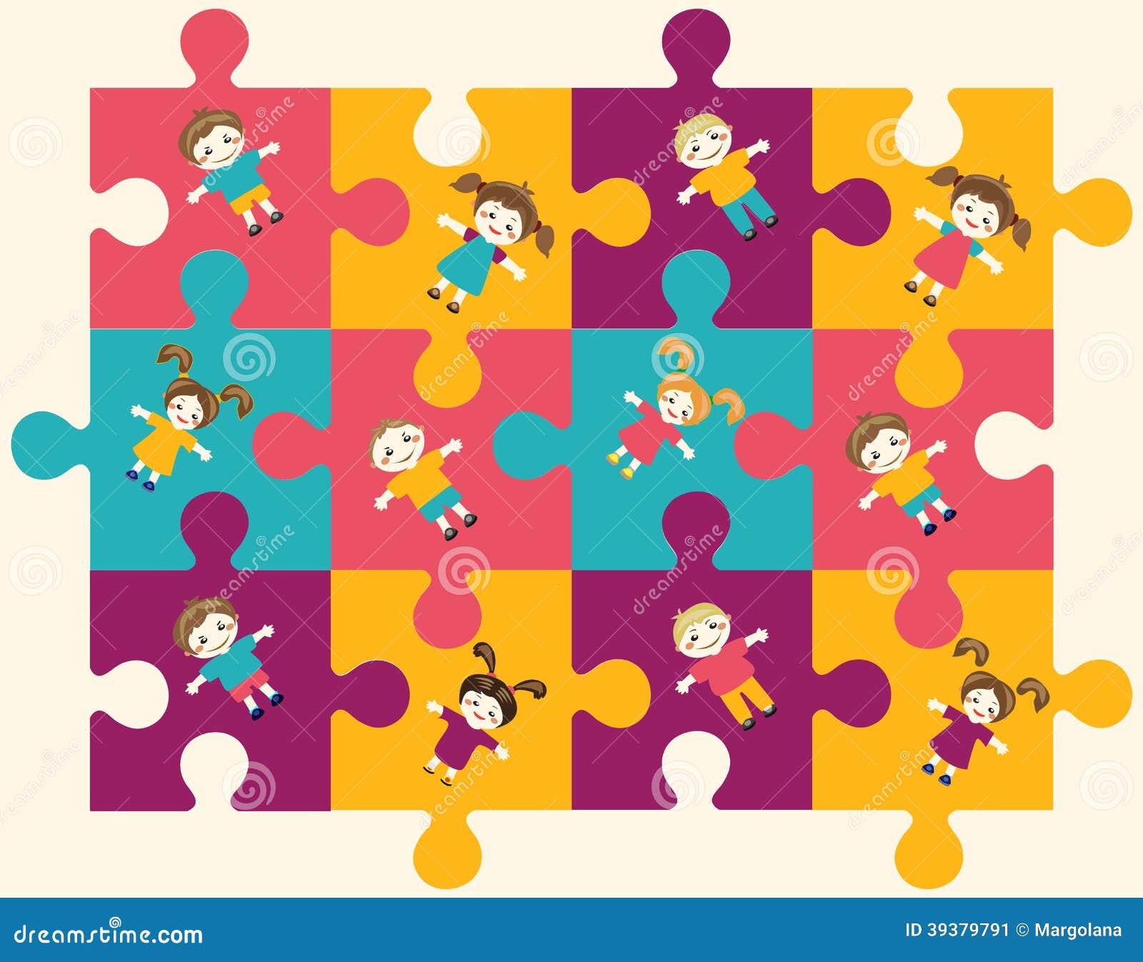 Cheerful Abstract Colorful Puzzle Pattern Background Stock Illustration ...
