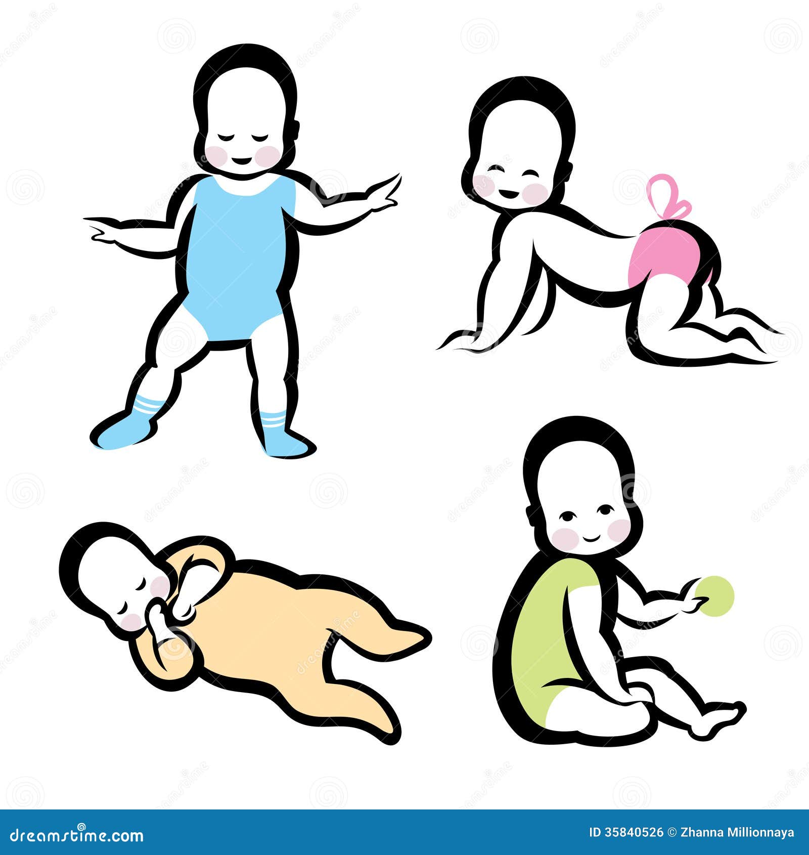 Cheerful active baby set stock vector. Illustration of caucasian - 35840526