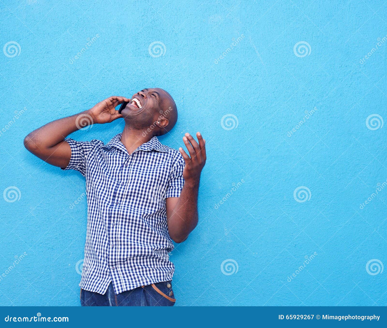 Cheerful African Man Talking on Mobile Phone Stock Image - Image of ...