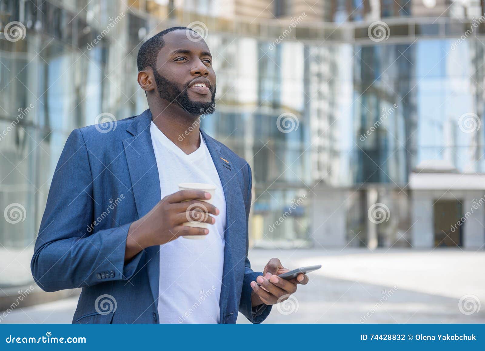 Cheerful African Man Using Smartphone on Rest Stock Photo - Image of ...