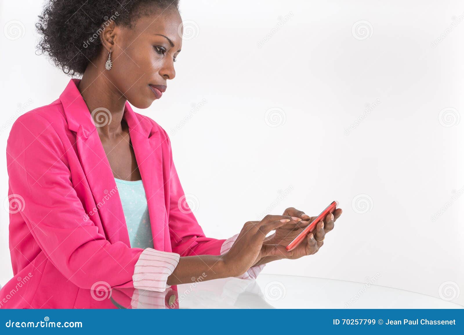 Cheerful Afro American Business Woman Talking On Cell Phone Stock Image
