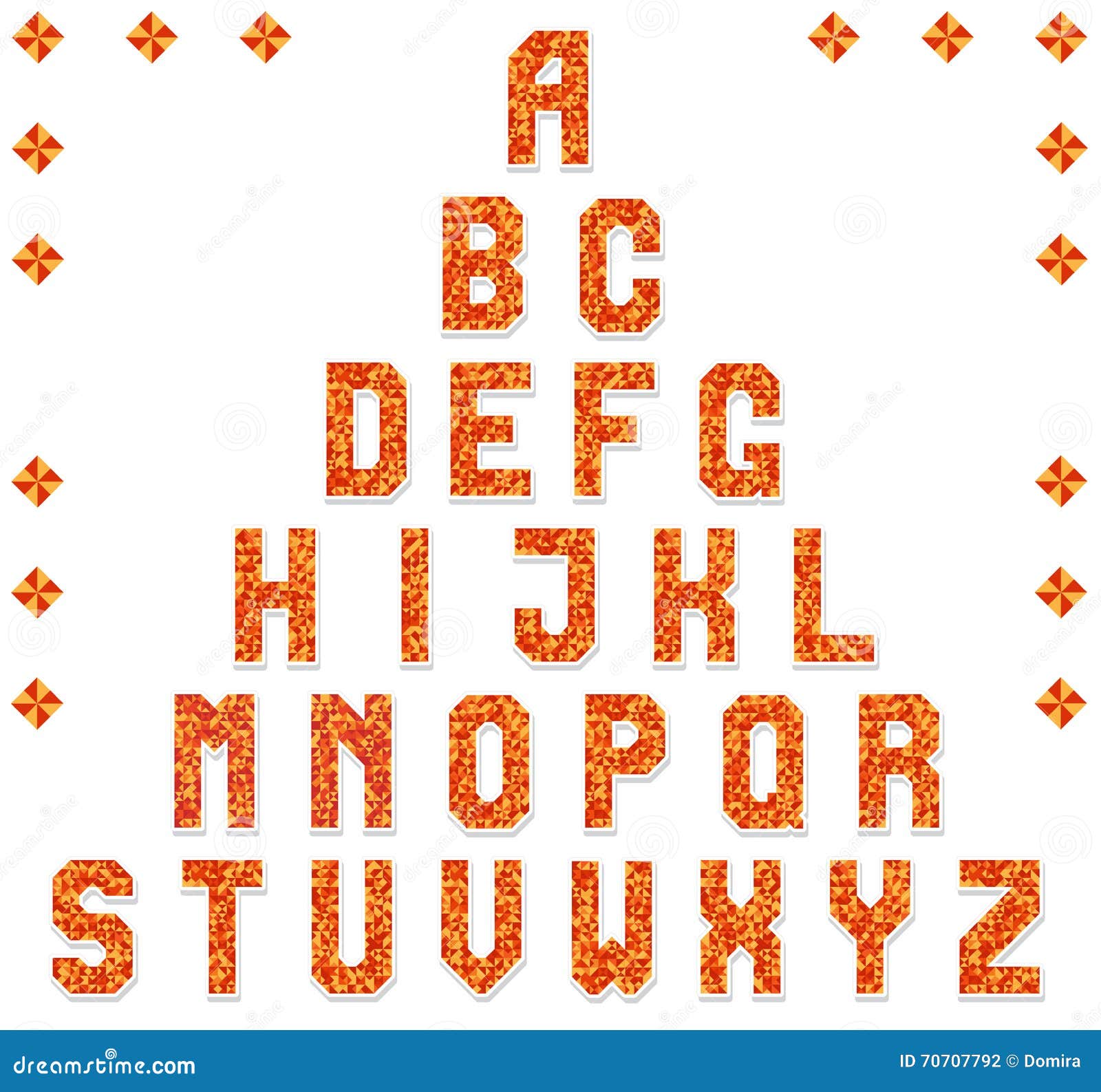 Cheerful Alphabet of Triangular Mosaics. Fiery Colors. Vector ...