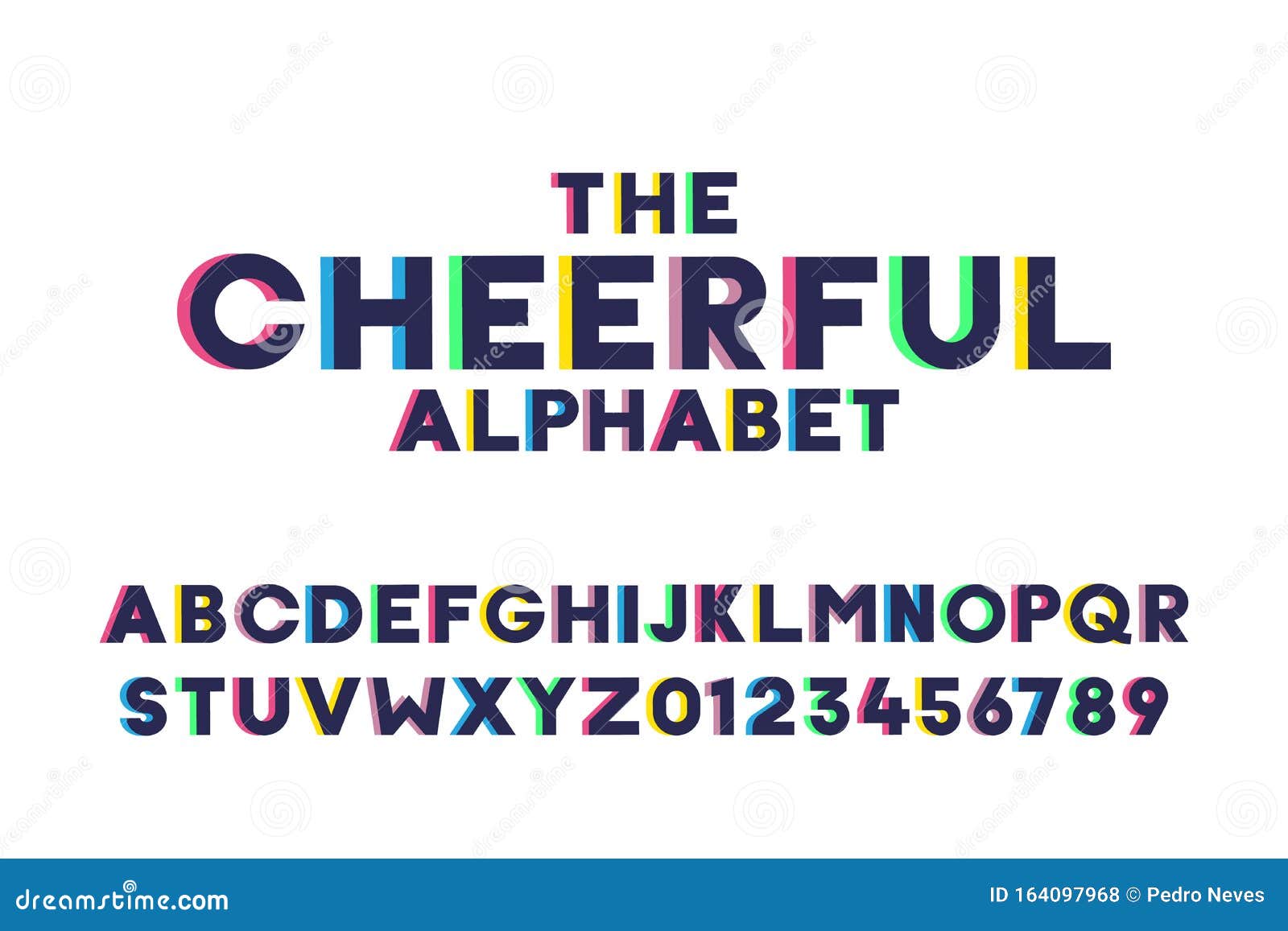 The Cheerful Alphabet. Vector Trendy Font Effect Stock Vector ...
