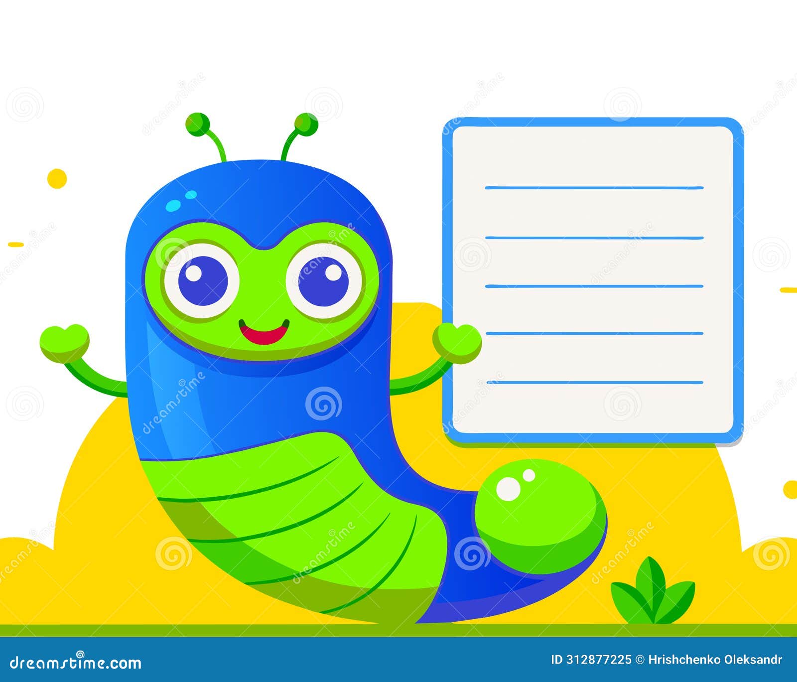 A Cheerful Animated Cartoon Worm with a To-do List Stock Illustration ...