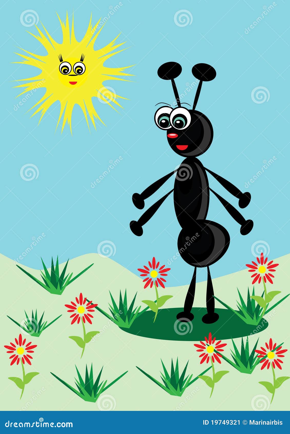 Cheerful Animated Small Ant Stock Vector - Illustration of abdomen ...