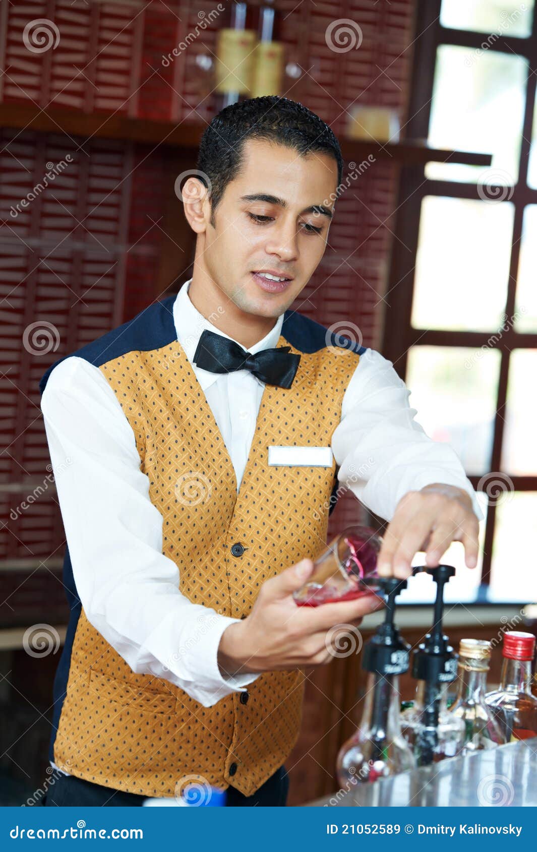 Cheerful arab barman stock image. Image of waiter, leisure - 21052589