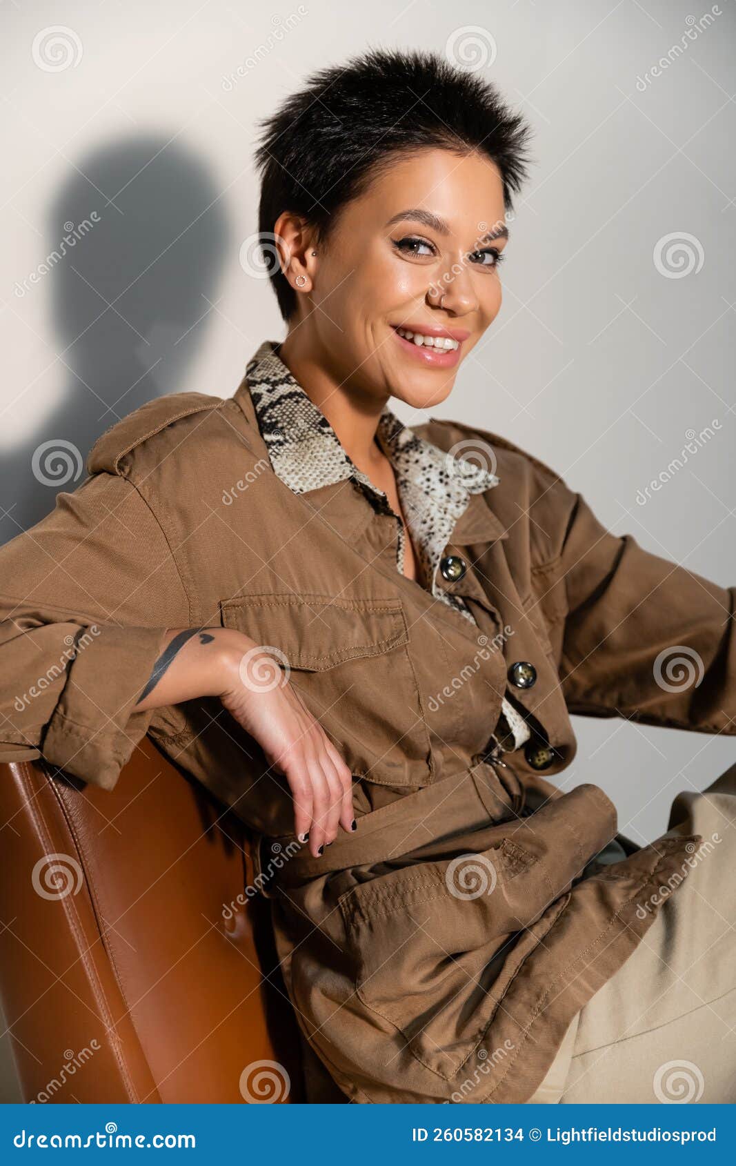 Cheerful Archaeologist in Brown Jacket and Stock Photo - Image of ...