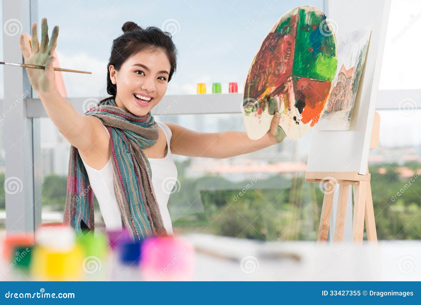 Cheerful artwork stock image. Image of cheerful, female - 33427355