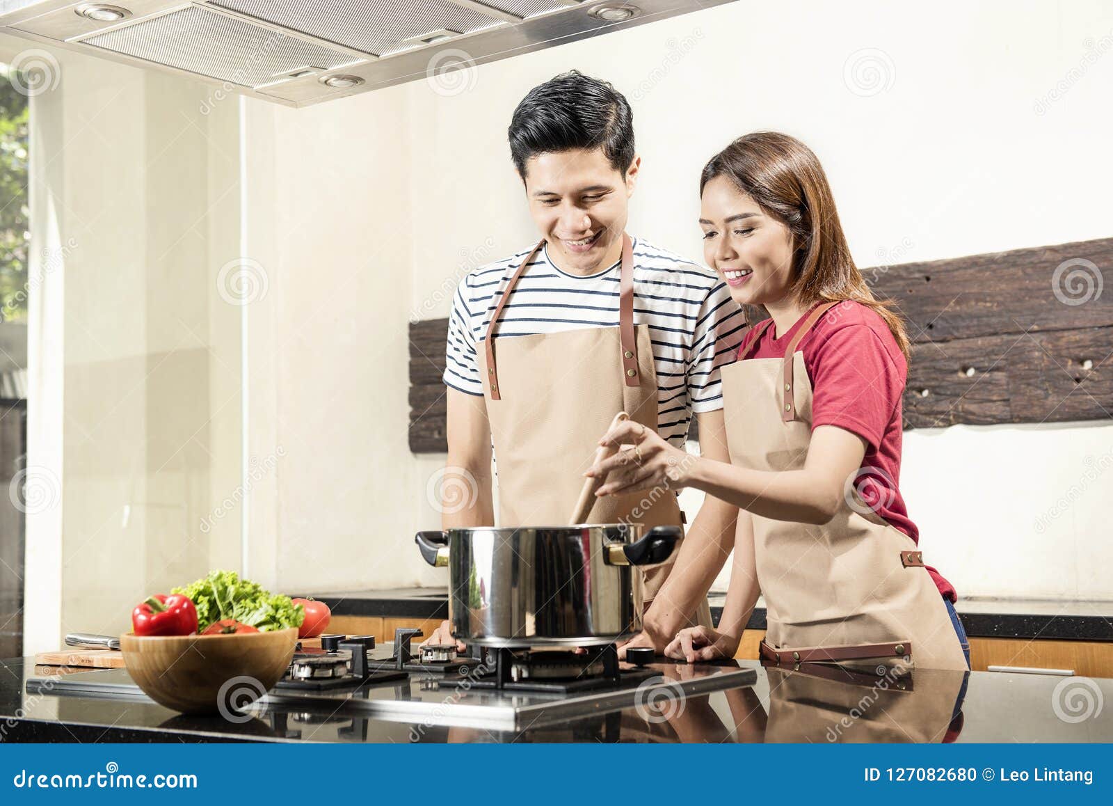 Cheerful Asian Couple Cooking Together Stock Photo - Image of cooking ...