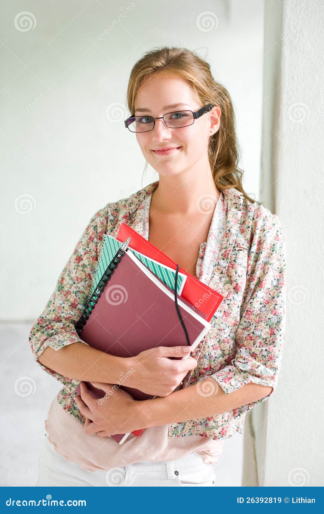 Cheerful Attractive Young Student Woman. Stock Image - Image of slender ...