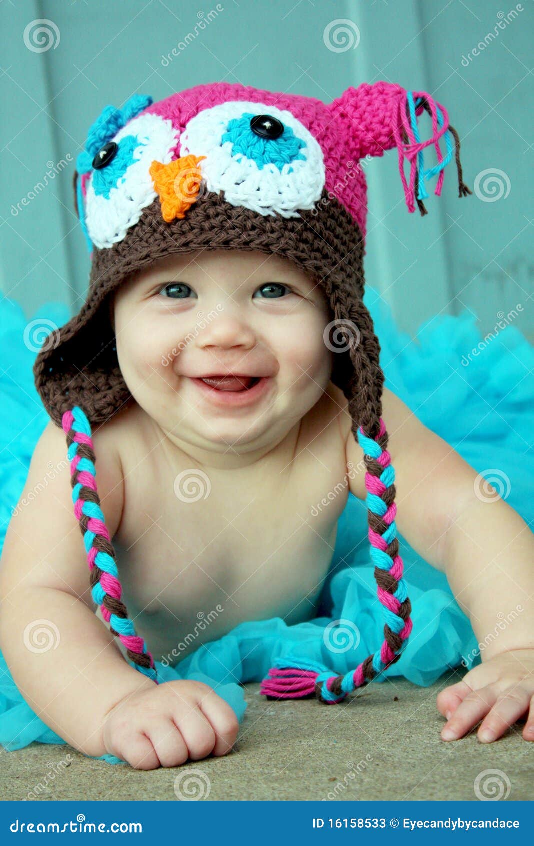 Cheerful Baby Girl stock image. Image of blue, head, sweet - 16158533