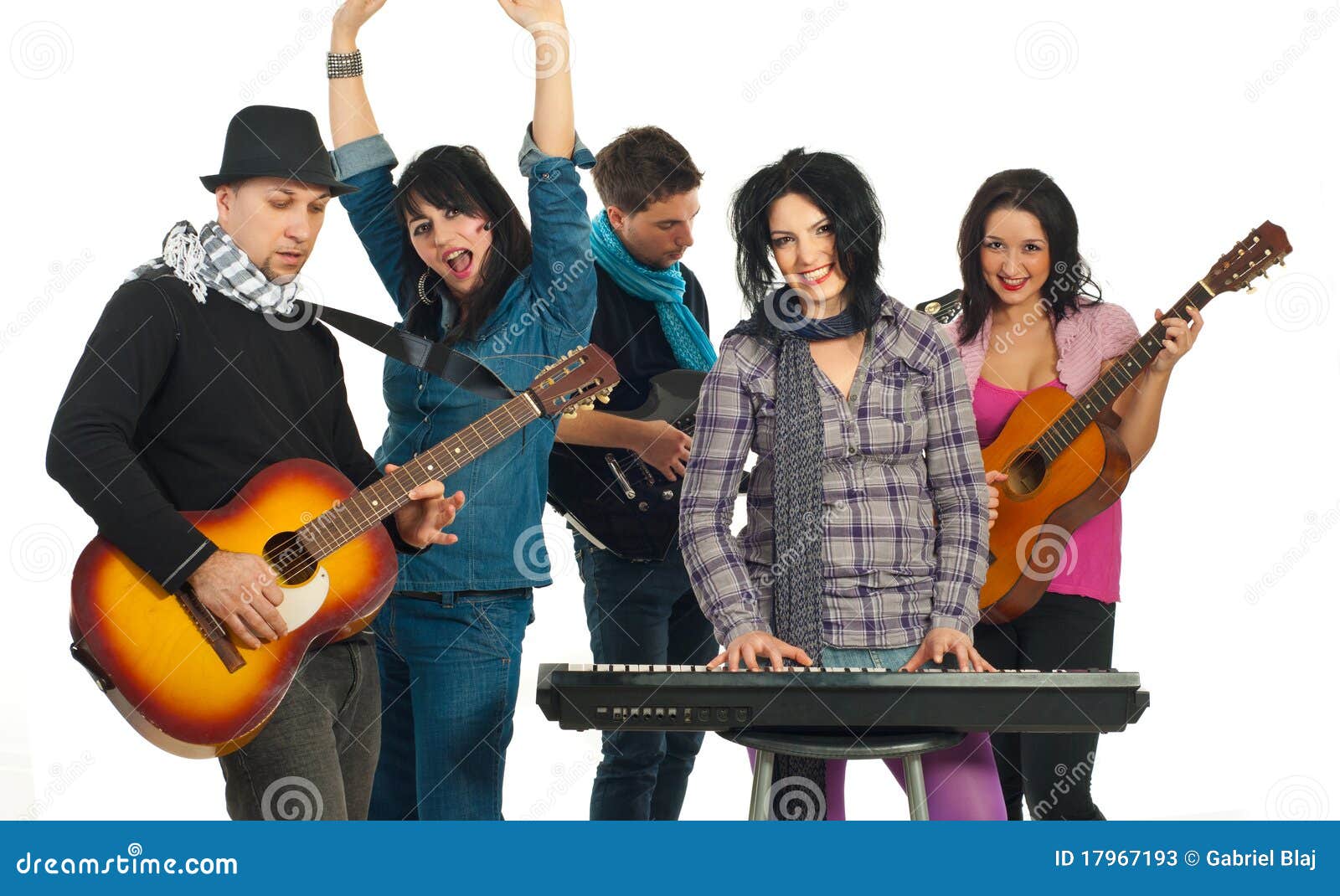Cheerful Band of Five People Stock Image - Image of group, active: 17967193