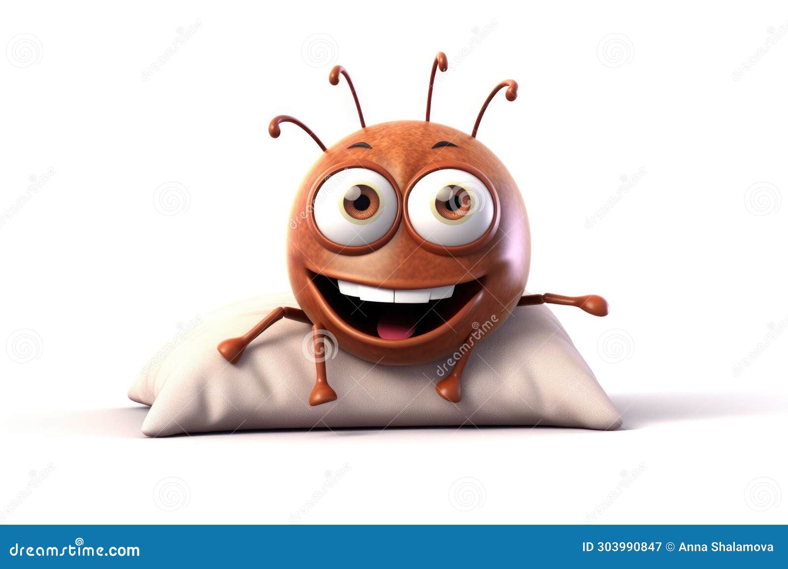 Cheerful Bed Bug Cartoon Character Stock Illustration - Illustration of ...