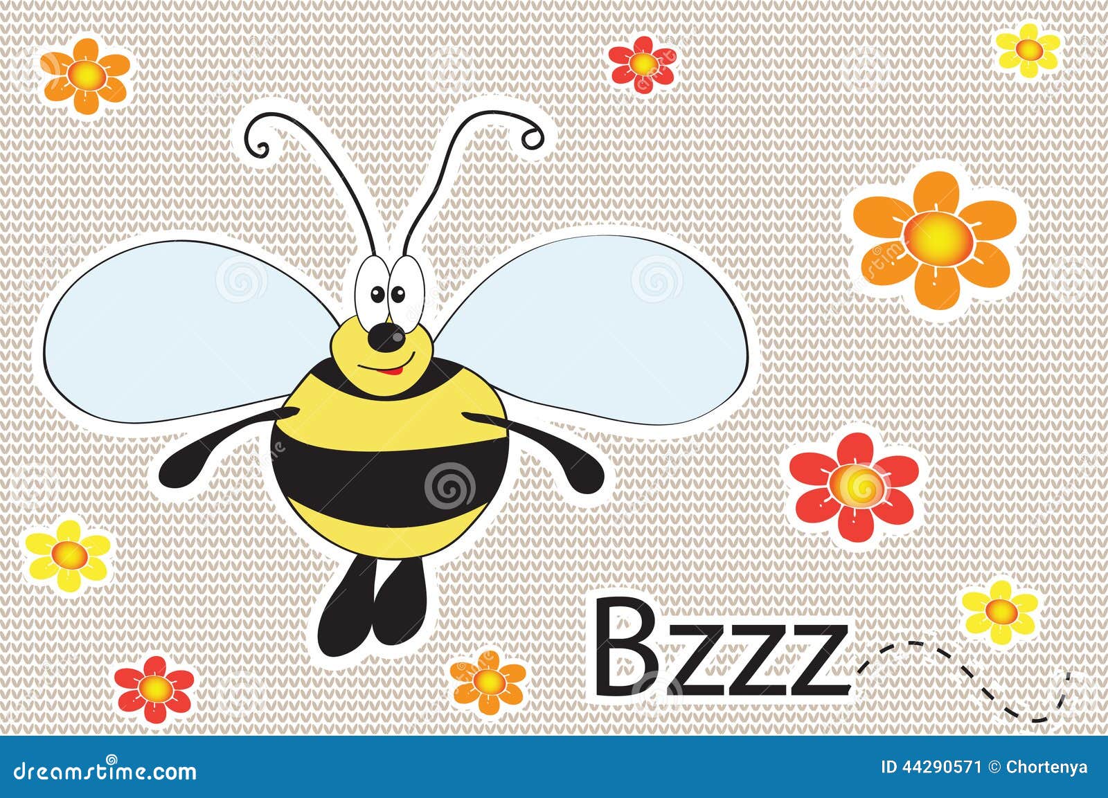 Cheerful Bee on Knitted Background. Eps 10 Stock Vector - Illustration ...