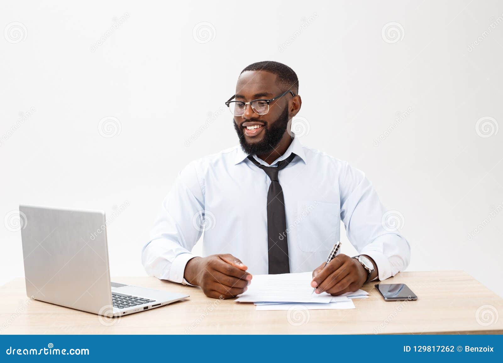 Cheerful Big Smile from Happy Executive Office Workplace Isolate Over ...