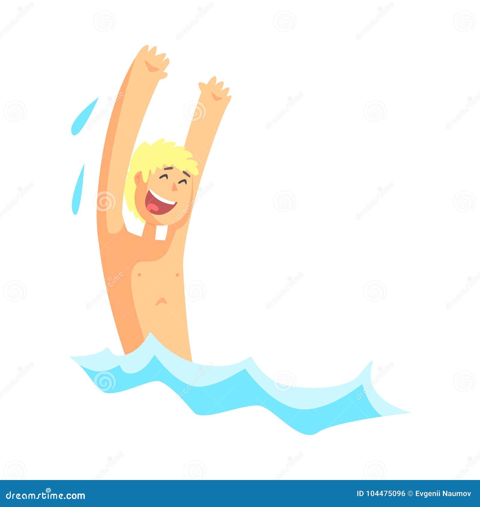 Cheerful Blond Boy Having Fun in the Water Stock Vector - Illustration ... Cheerful Blond Boy Having Fun in the Water Stock Vector - Illustration ...
