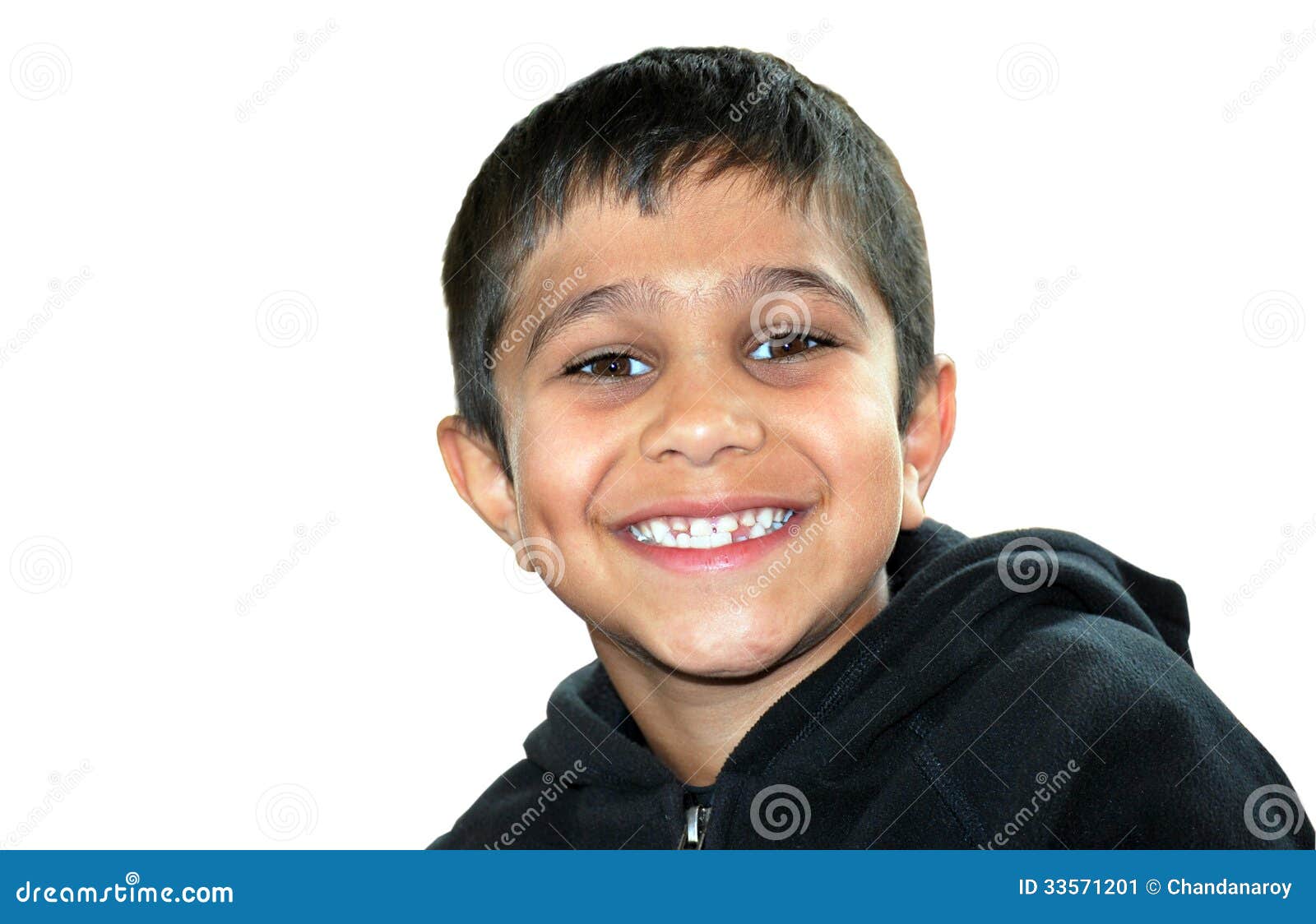A Cheerful Boy with a Dimpled Smile Isolated on White Background Stock ...