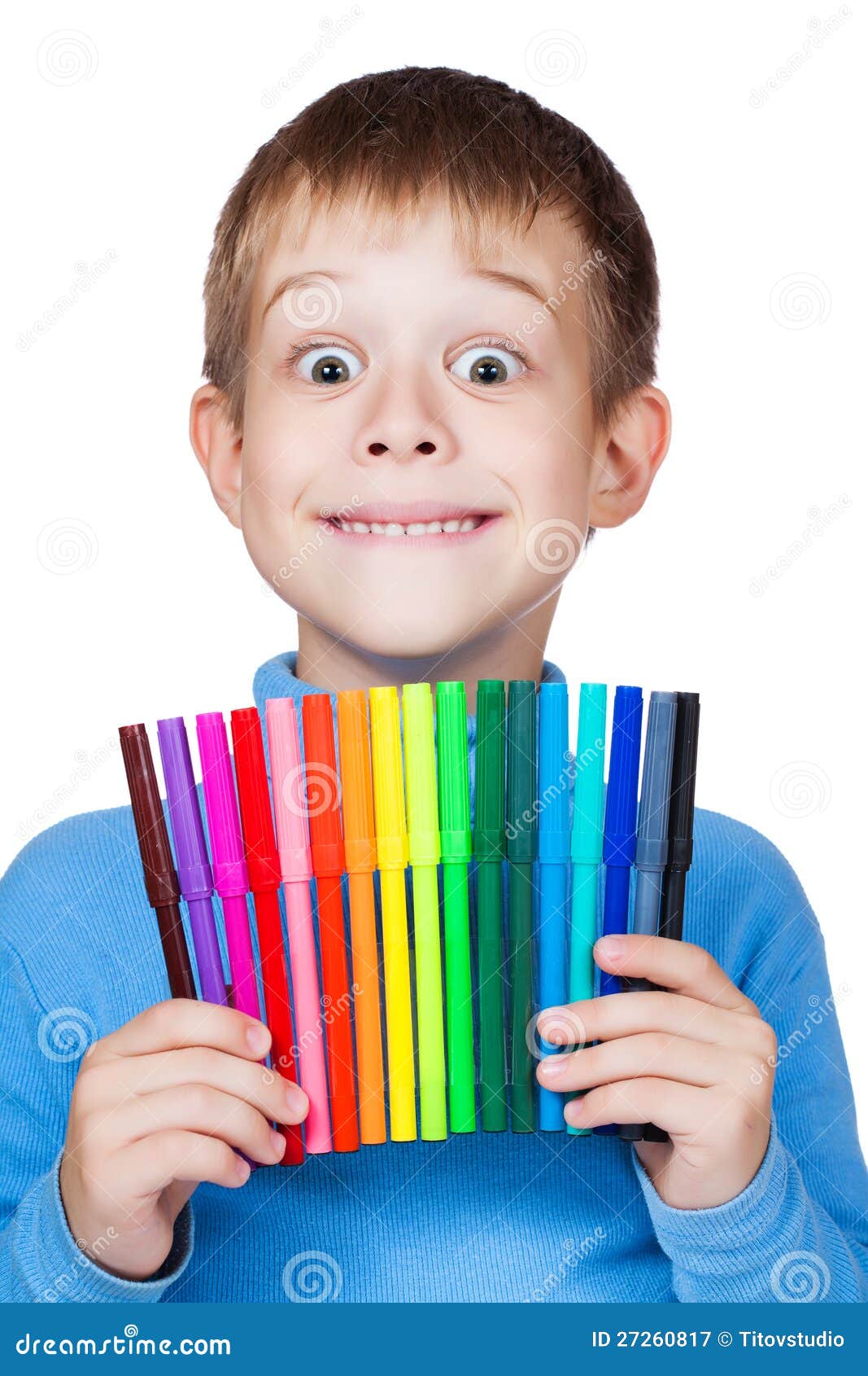 Cheerful Boy with a Felt-tip Pen in His Hand Stock Image - Image of ...