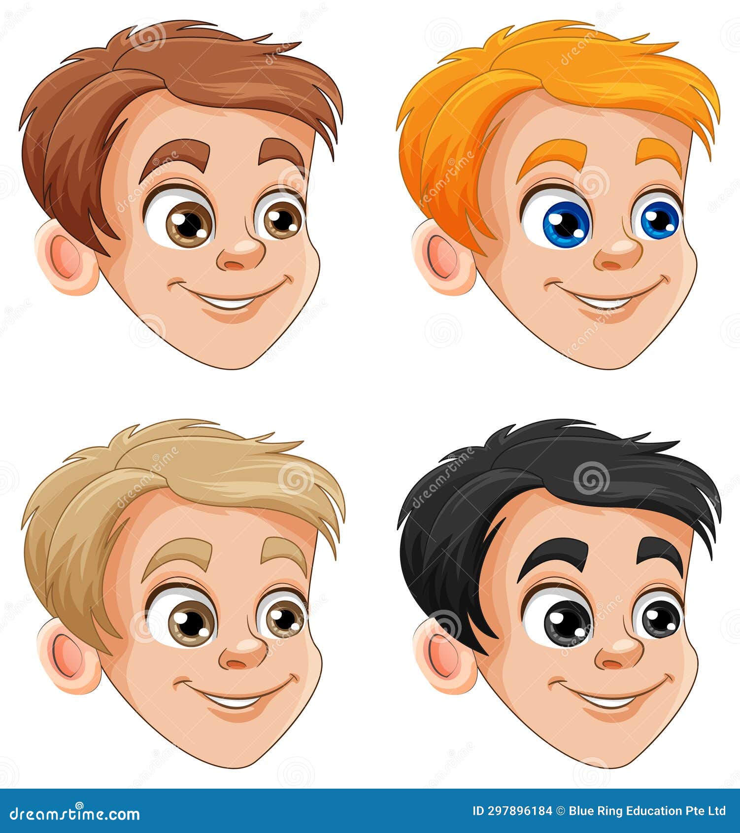 Cheerful Boy Head Vector stock illustration. Illustration of vector ...