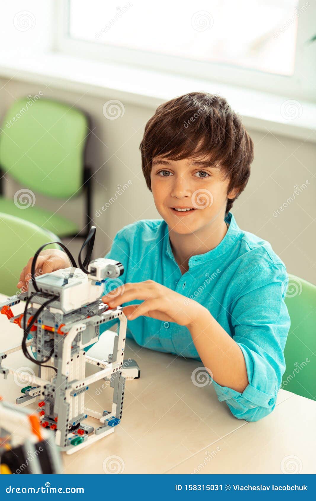 Cheerful Boy during His Engineering Lesson at School. Stock Image ...