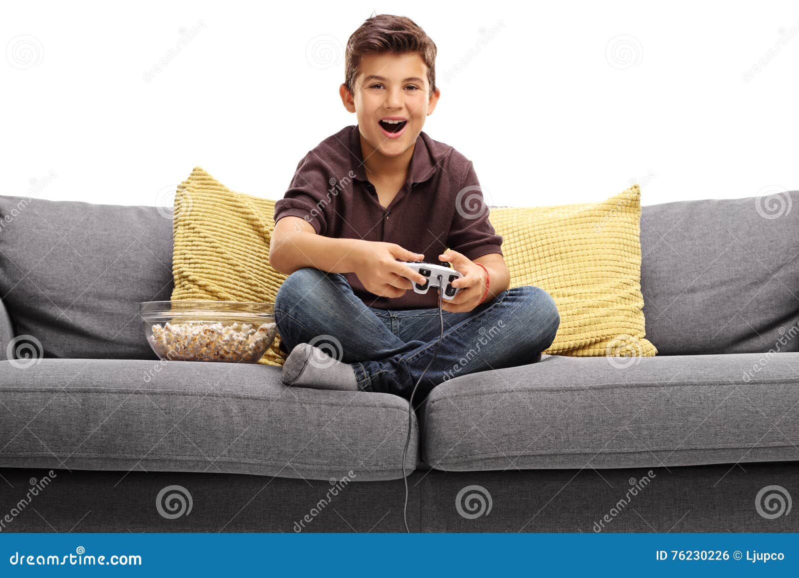 Cheerful Boy Playing Video Games Stock Photo - Image of game ...
