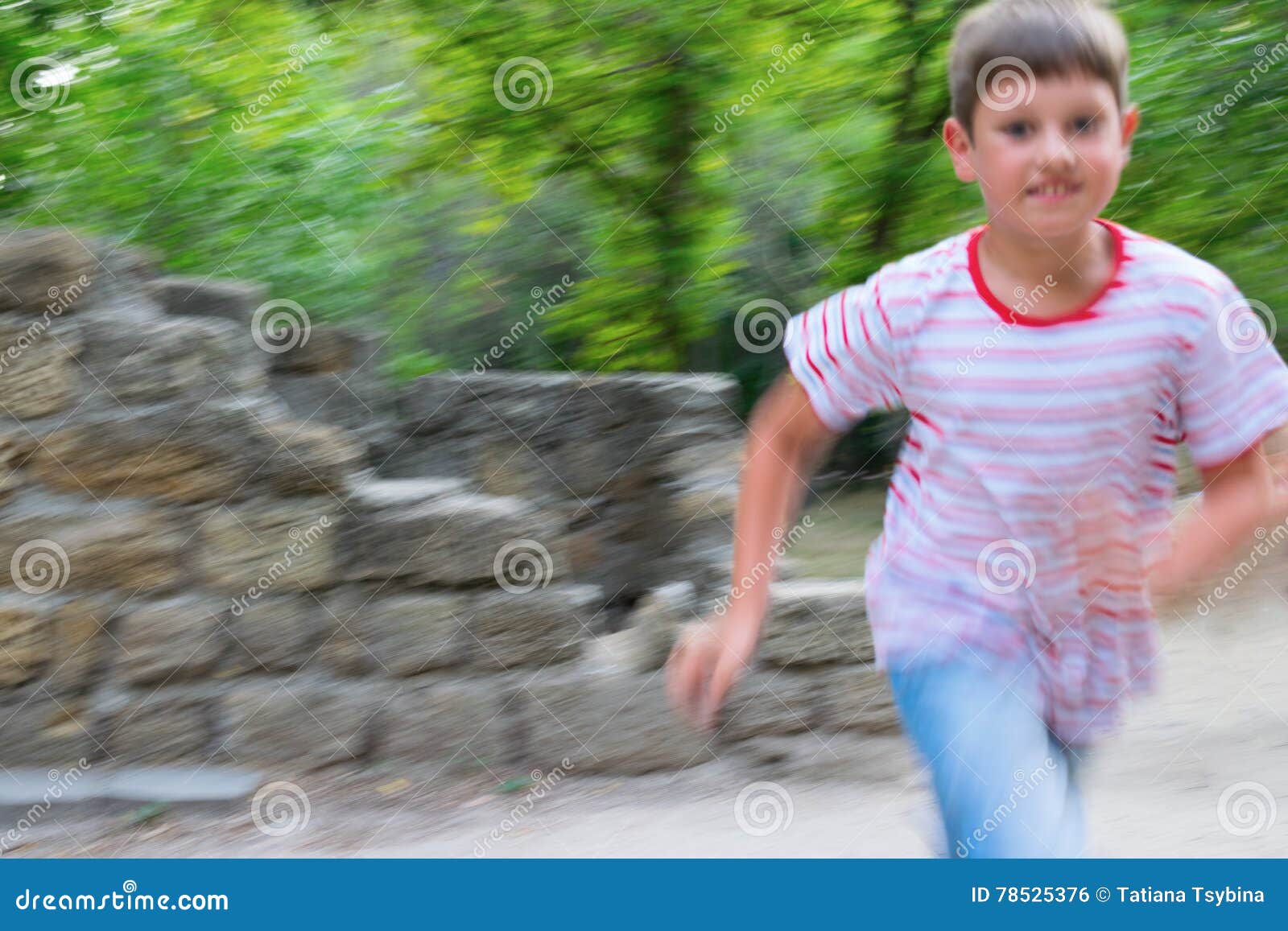 Cheerful Boy Running in the Park Stock Photo - Image of park, male ...