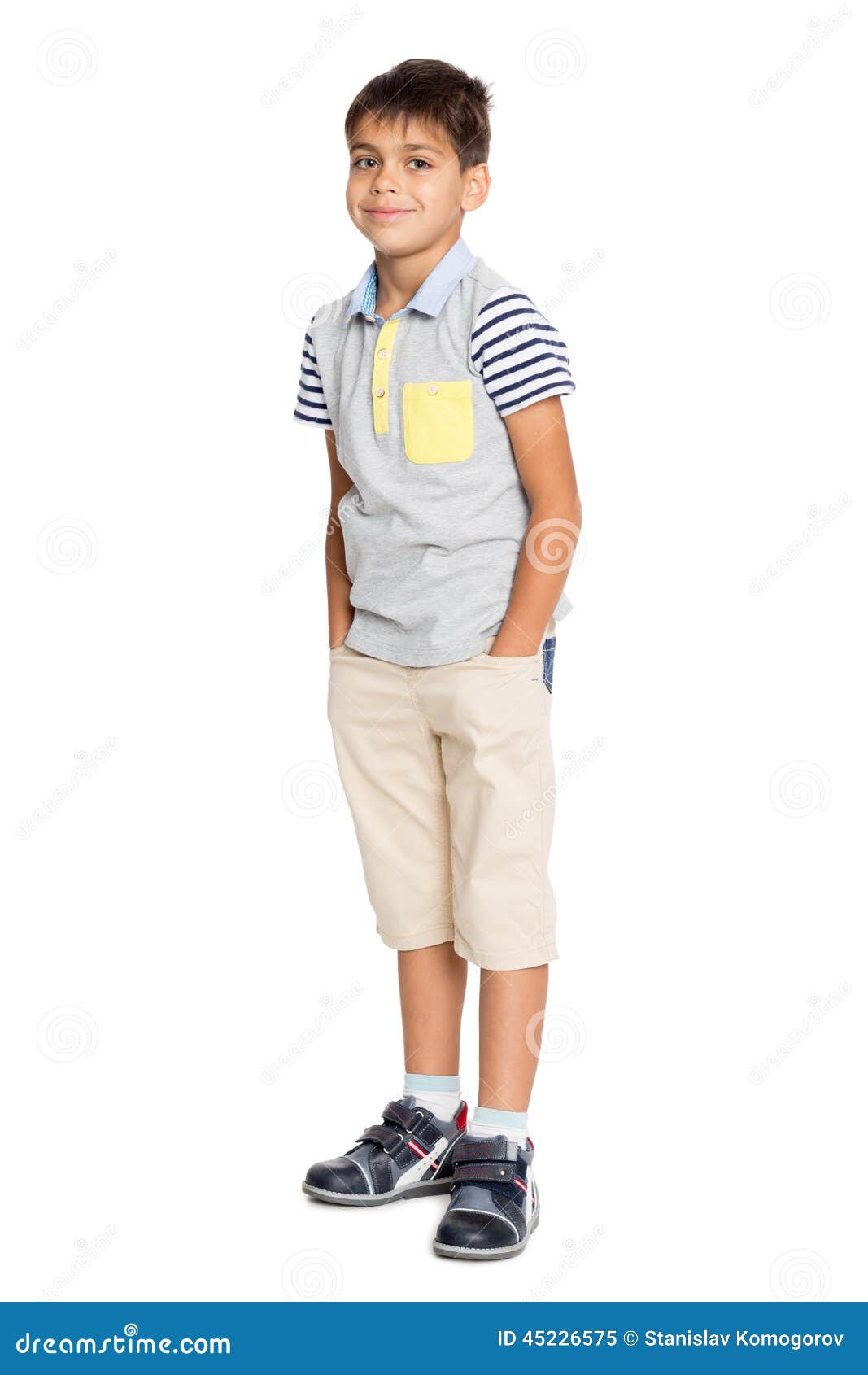 Cheerful boy in shorts stock image. Image of happiness - 45226575