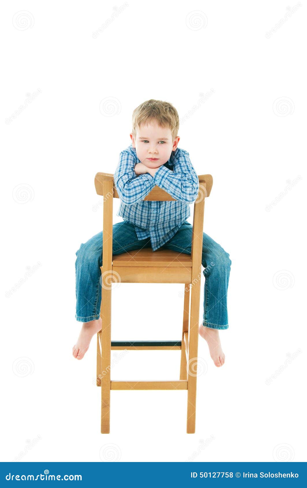 Cheerful Boy Sitting on a Chair Stock Photo - Image of shirt, high ...