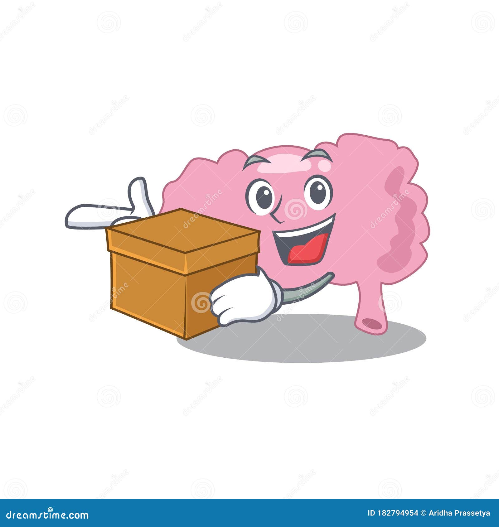 A Cheerful Brain Cartoon Design Concept Having a Box Stock Vector ...