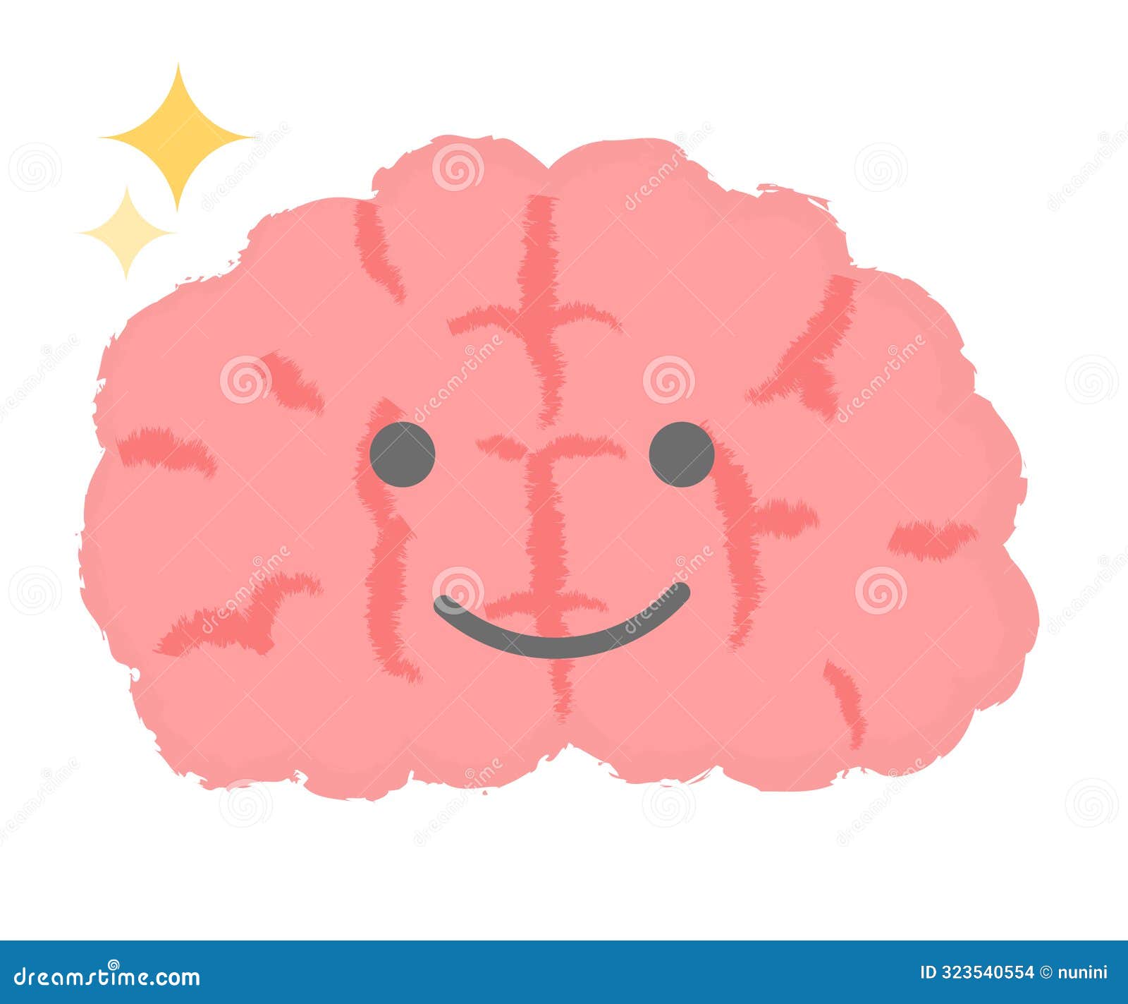 Cheerful Brain Hand-drawn Character Twinkle Stock Vector - Illustration ...