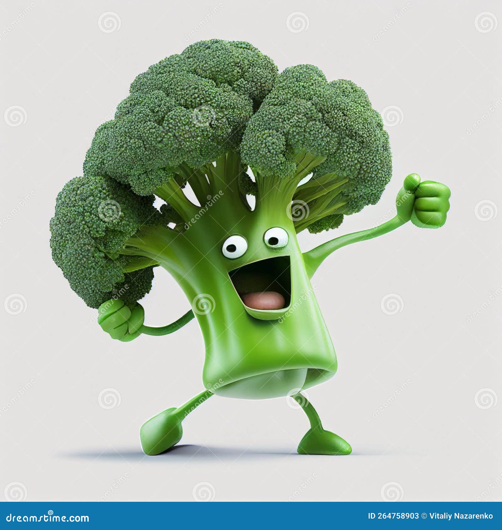 Cheerful Broccoli Dancing on a White Background. AI Generated Stock ...