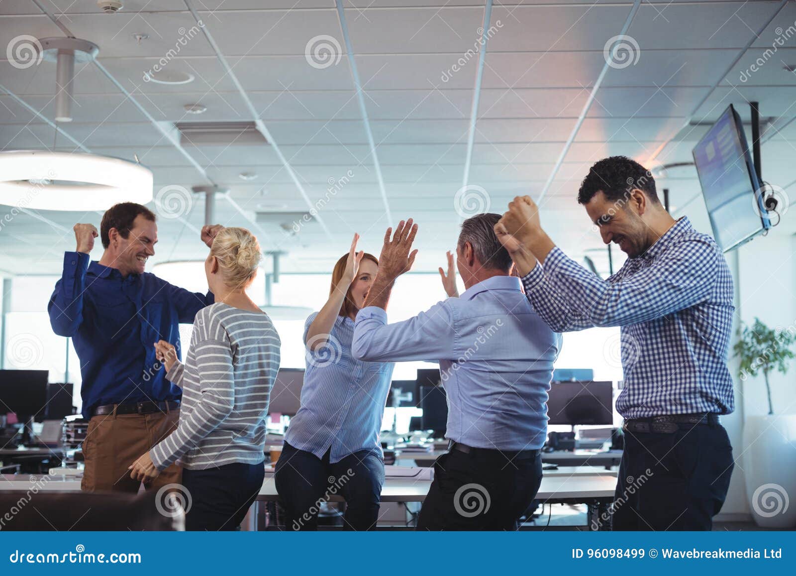 Cheerful Business Colleagues at Office Stock Image - Image of ...