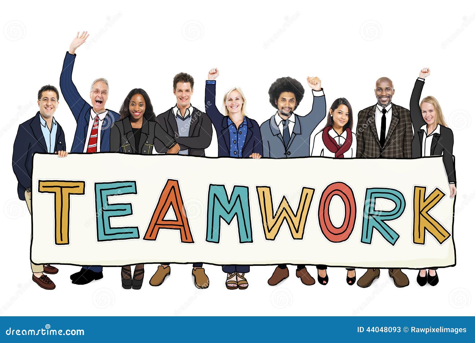 Cheerful Business People and Text Teamwork Stock Image - Image of ...
