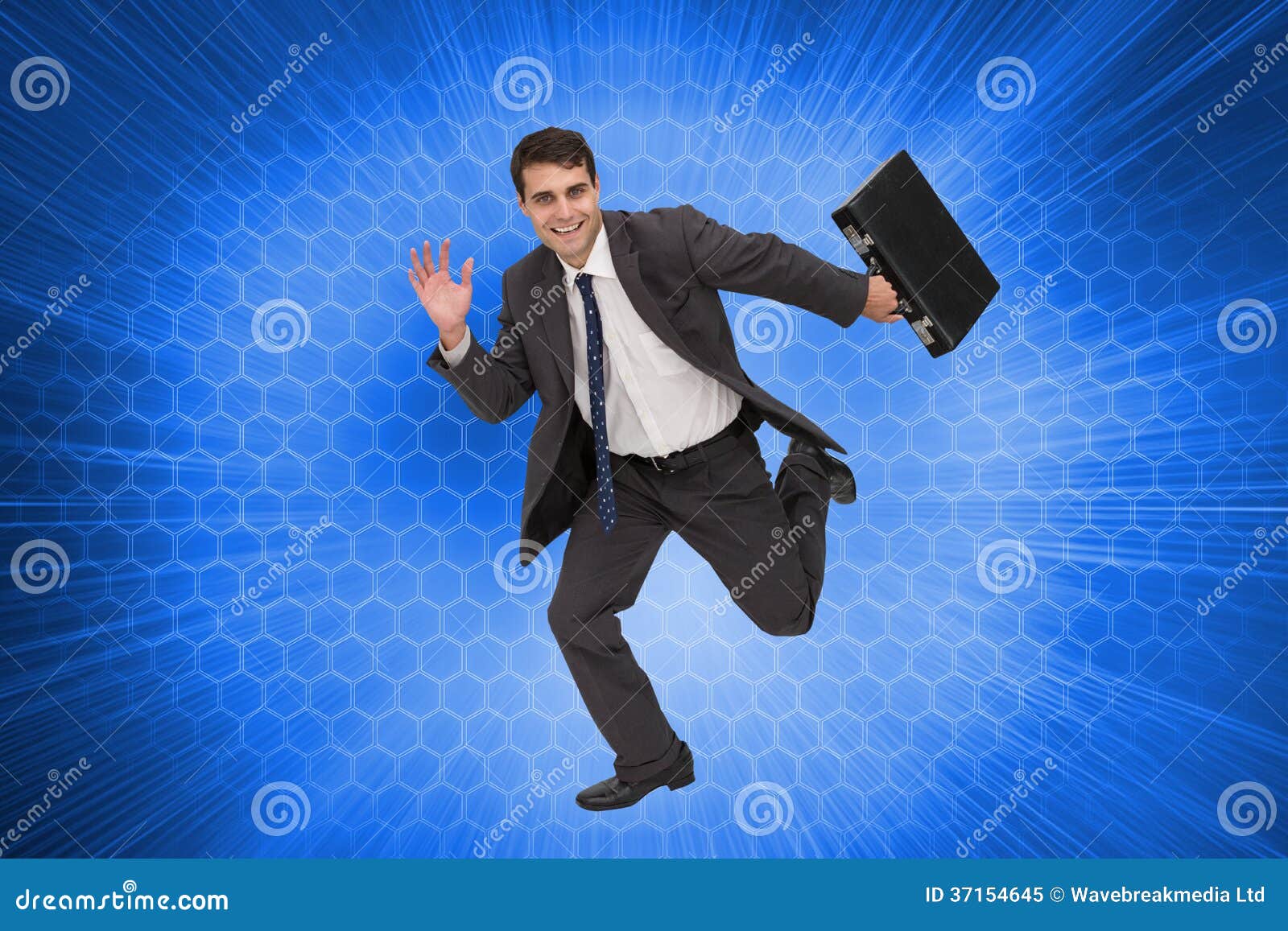 Cheerful Businessman in a Hury Stock Image - Image of white, futuristic ...