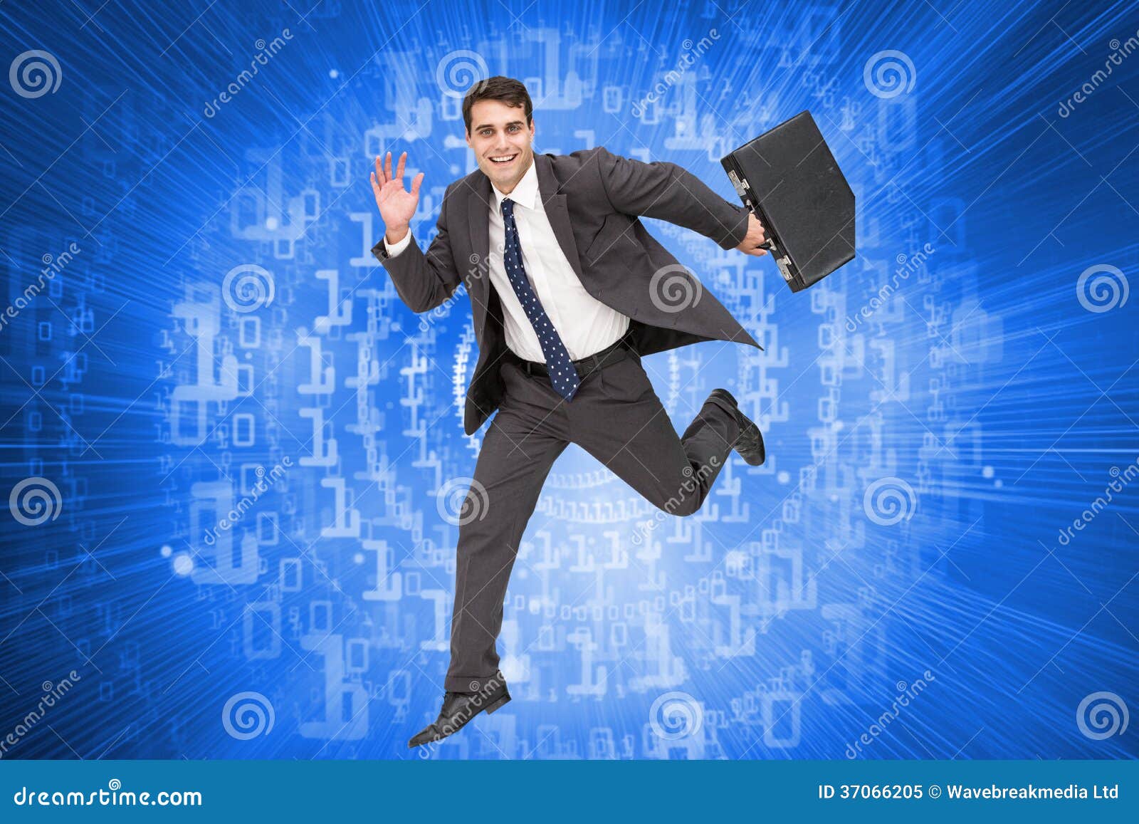 Cheerful Businessman in a Hury Stock Image - Image of coding, digitally ...