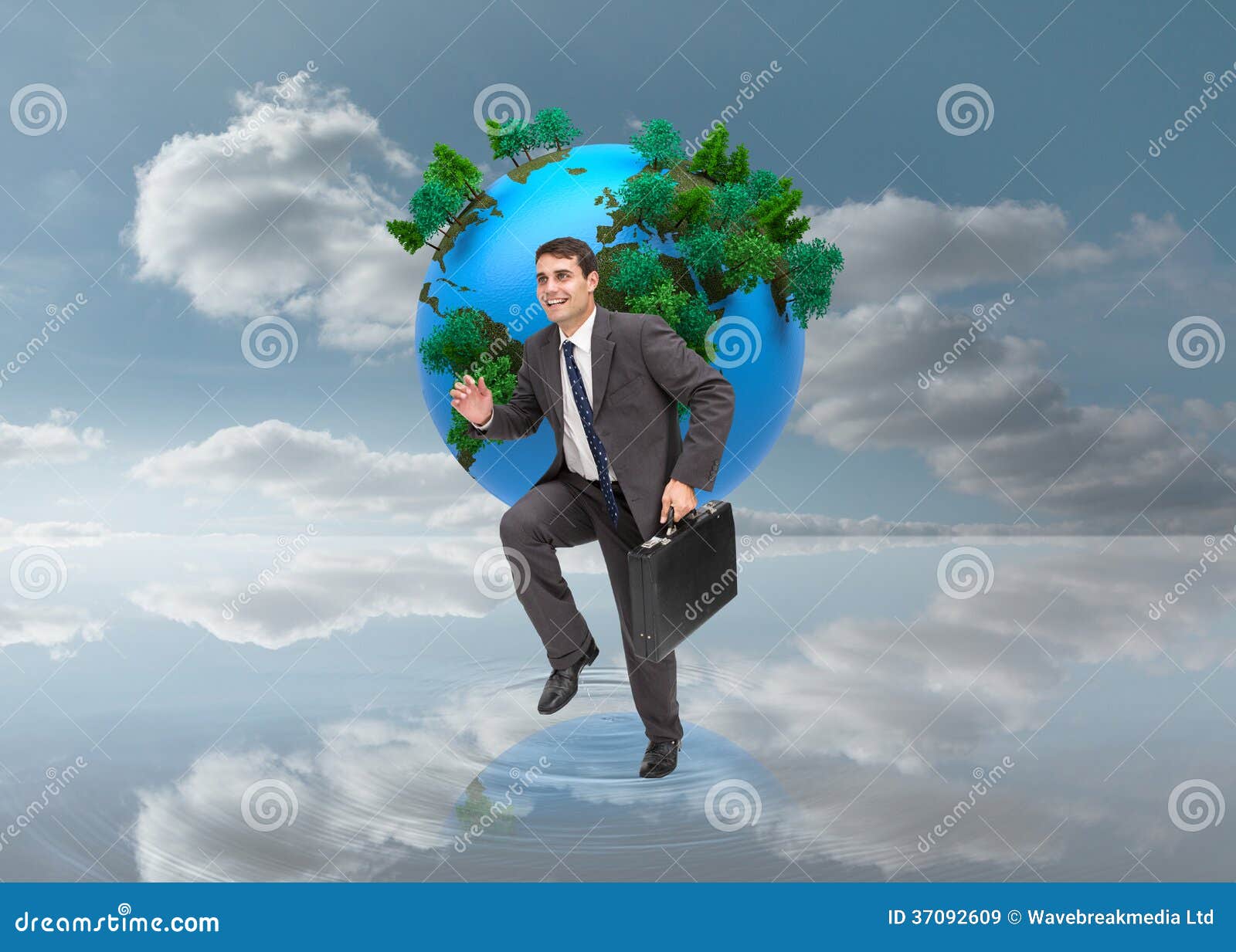 Cheerful Businessman in a Hury Stock Image - Image of bright, clear ...