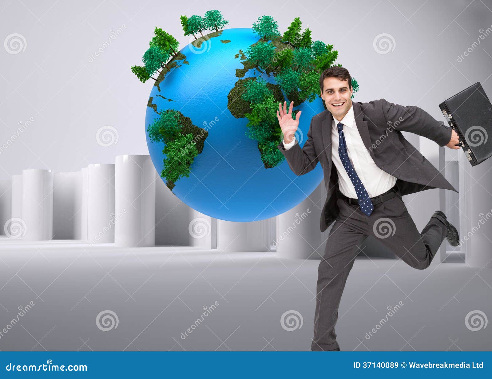 Cheerful Businessman in a Hury Stock Image - Image of nature, abstract ...