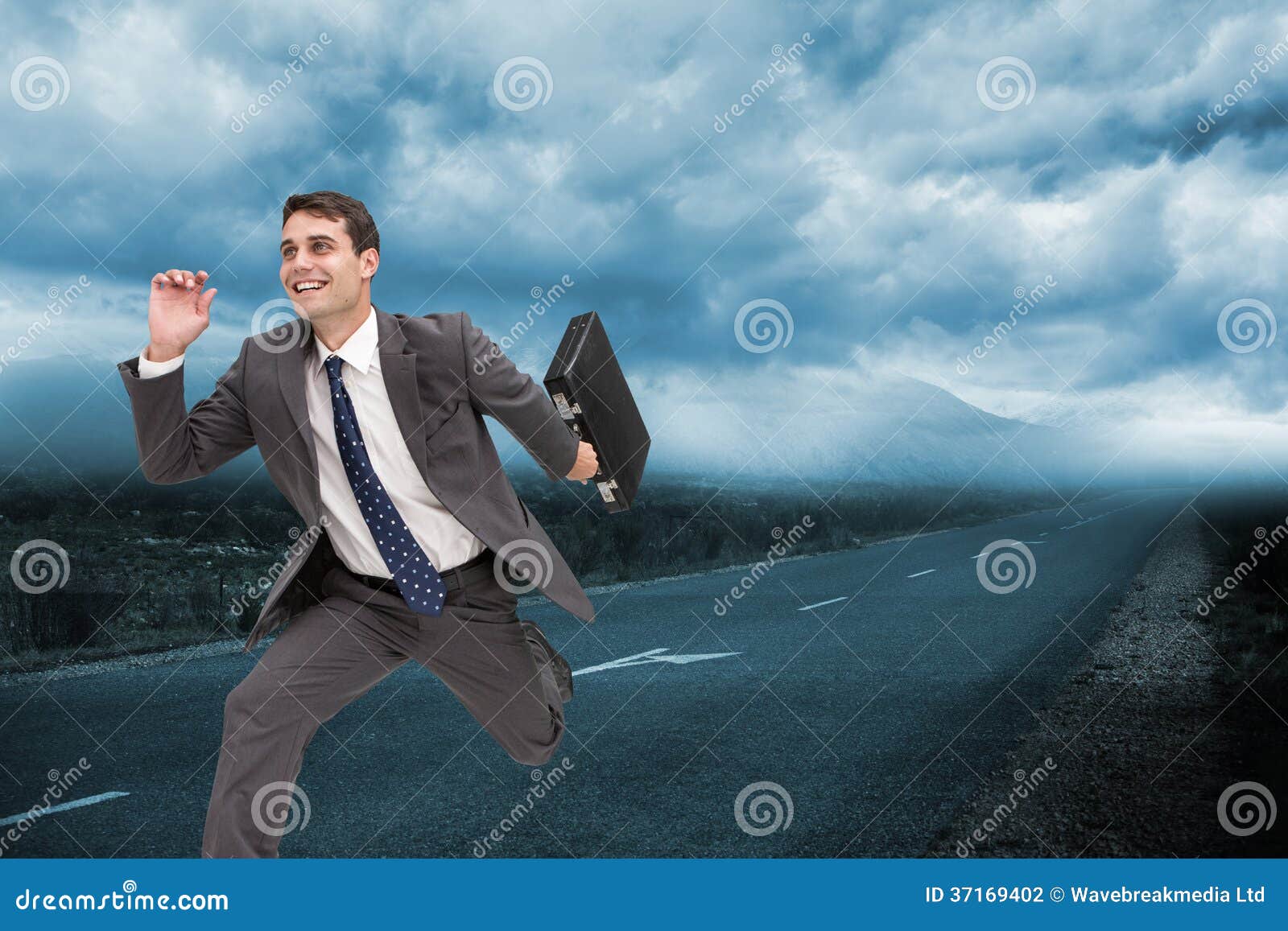 Cheerful Businessman in a Hury Stock Photo - Image of classy, ominous ...