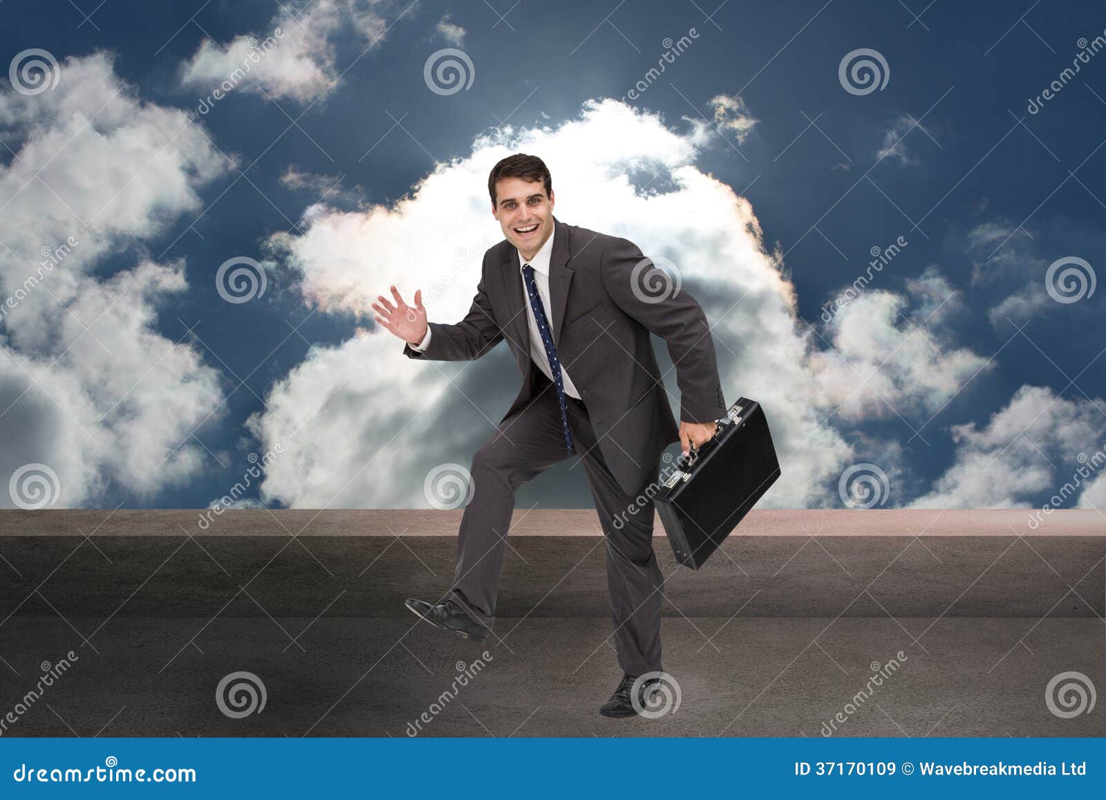 Cheerful Businessman in a Hury Stock Image - Image of holding, elegant ...