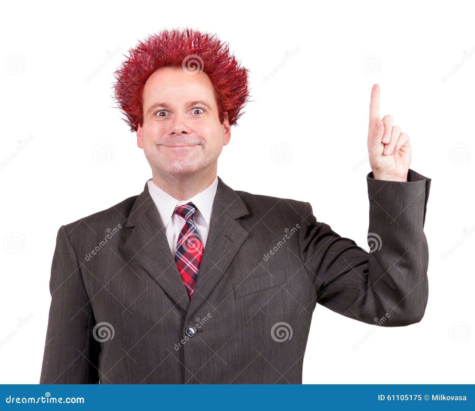 Cheerful Businessman Shows a Hand Up Stock Image - Image of point ...