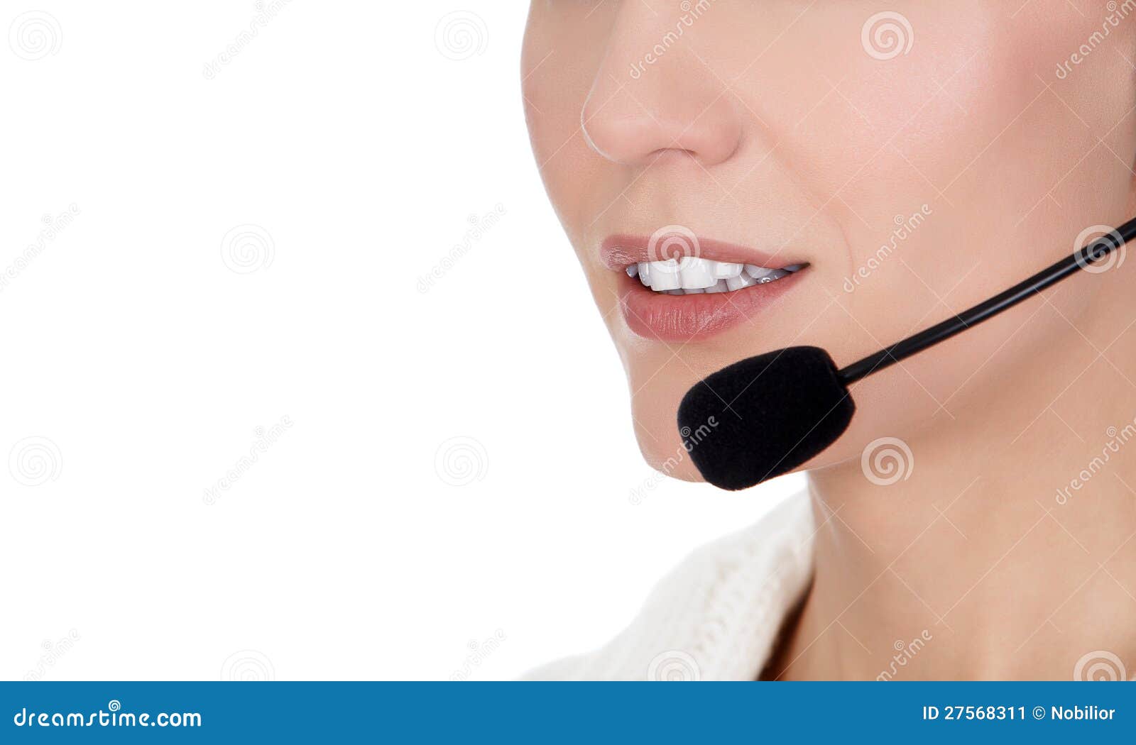 Cheerful Call Center Operator Stock Image - Image of nose, call: 27568311